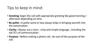 Telephonic etiquette | PPT