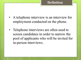Telephonic interview | PPTX