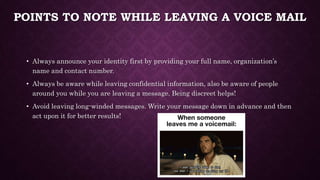 Telephonic Manners and Voice Mail Etiquette | PPTX