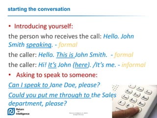 Telephoning in english | PPTX