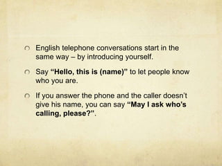 Telephoning presentation | PPTX