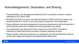 Telepractice Speech Pathology: The UTS Experience | PPT