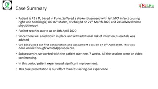 Tele-rehabilitation in stroke - a physiotherapy case study | PDF