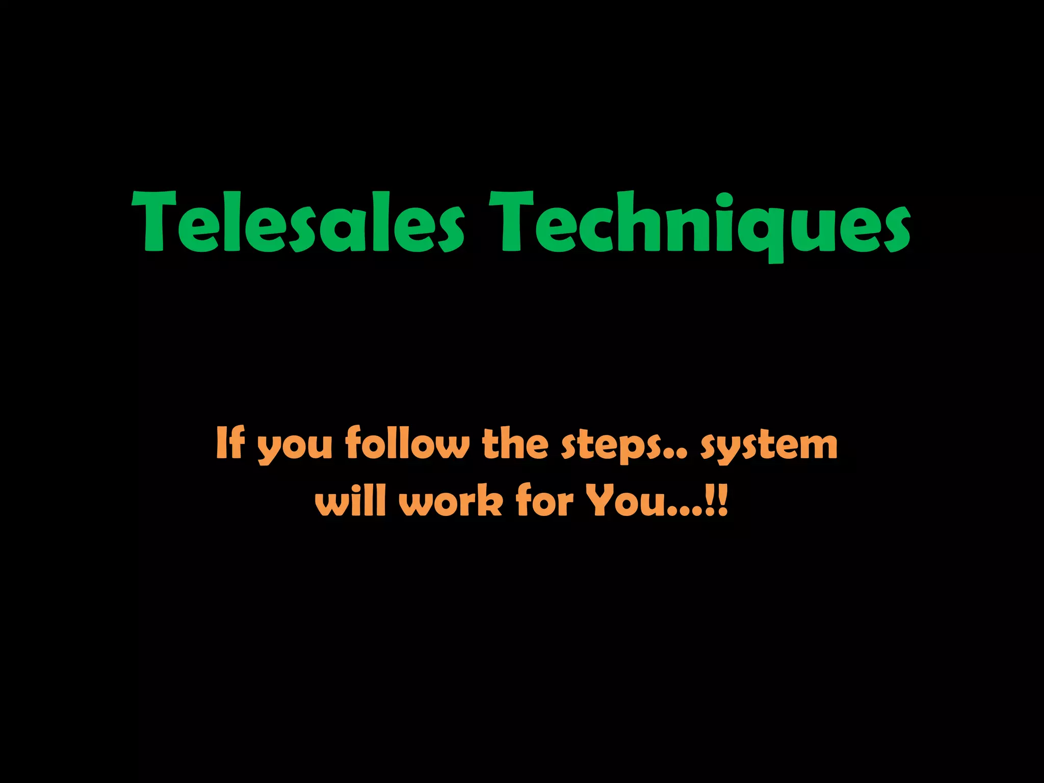 TELESALES TECHNIQUES | PPTX