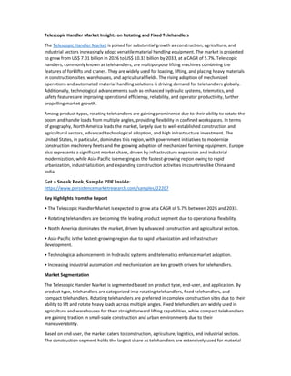 Telescopic Handler Market Insights on Rotating and Fixed Telehandlers | PDF