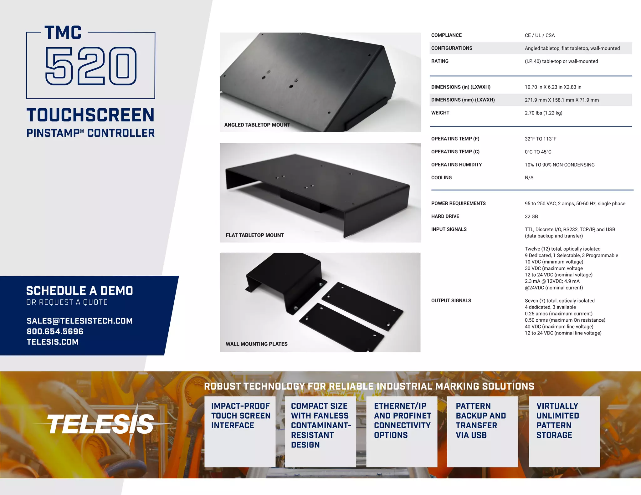 TELESIS TMC520 TOUCHSCREEN PINSTAMP® CONTROLLER | PDF