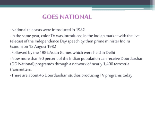 Indian Television & Doordarshan; A brief Introduction | PPTX | Home ...