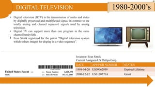 PRESENTATION ON EVOLUTION OF TELEVISION AND THE PATENTS RELATED TO ITS ...