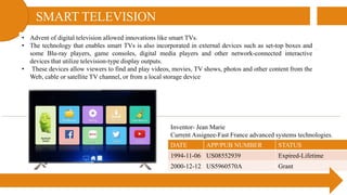 PRESENTATION ON EVOLUTION OF TELEVISION AND THE PATENTS RELATED TO ITS ...