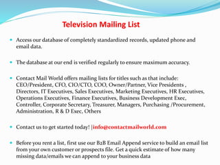 Television mailing list | PPT