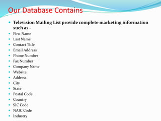 Television mailing list | PPT