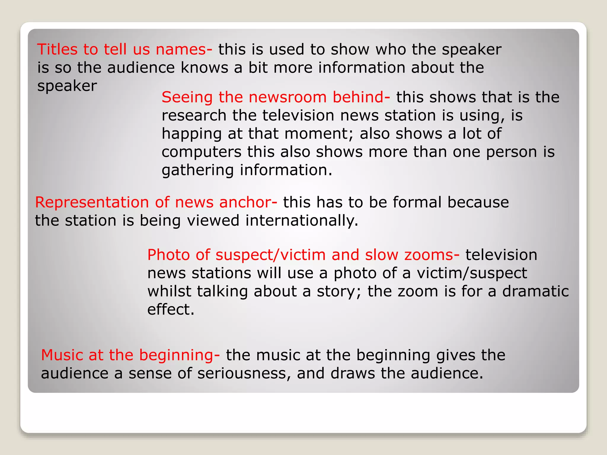 Television news conventions | PPT
