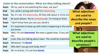 Television vocabulary with adjectives ed and ing | PPTX