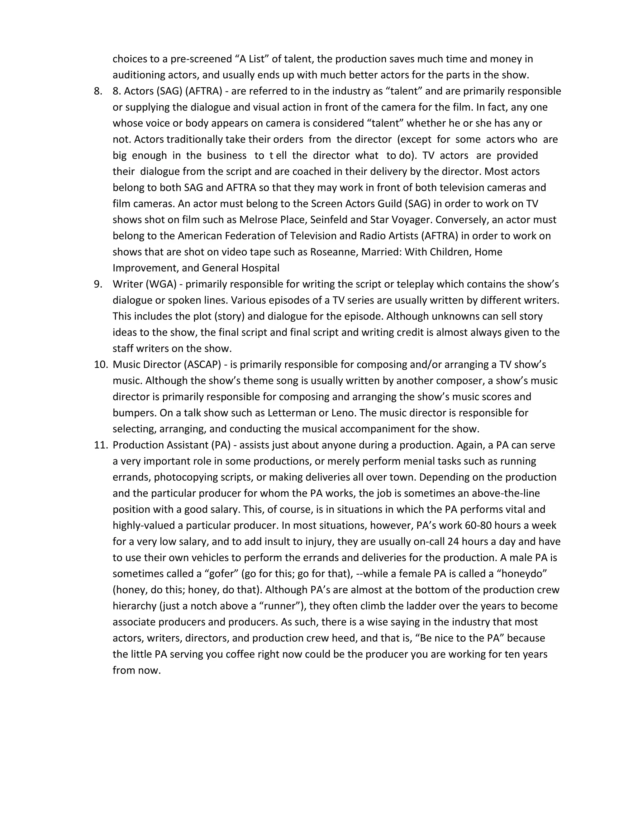 Television production | DOCX