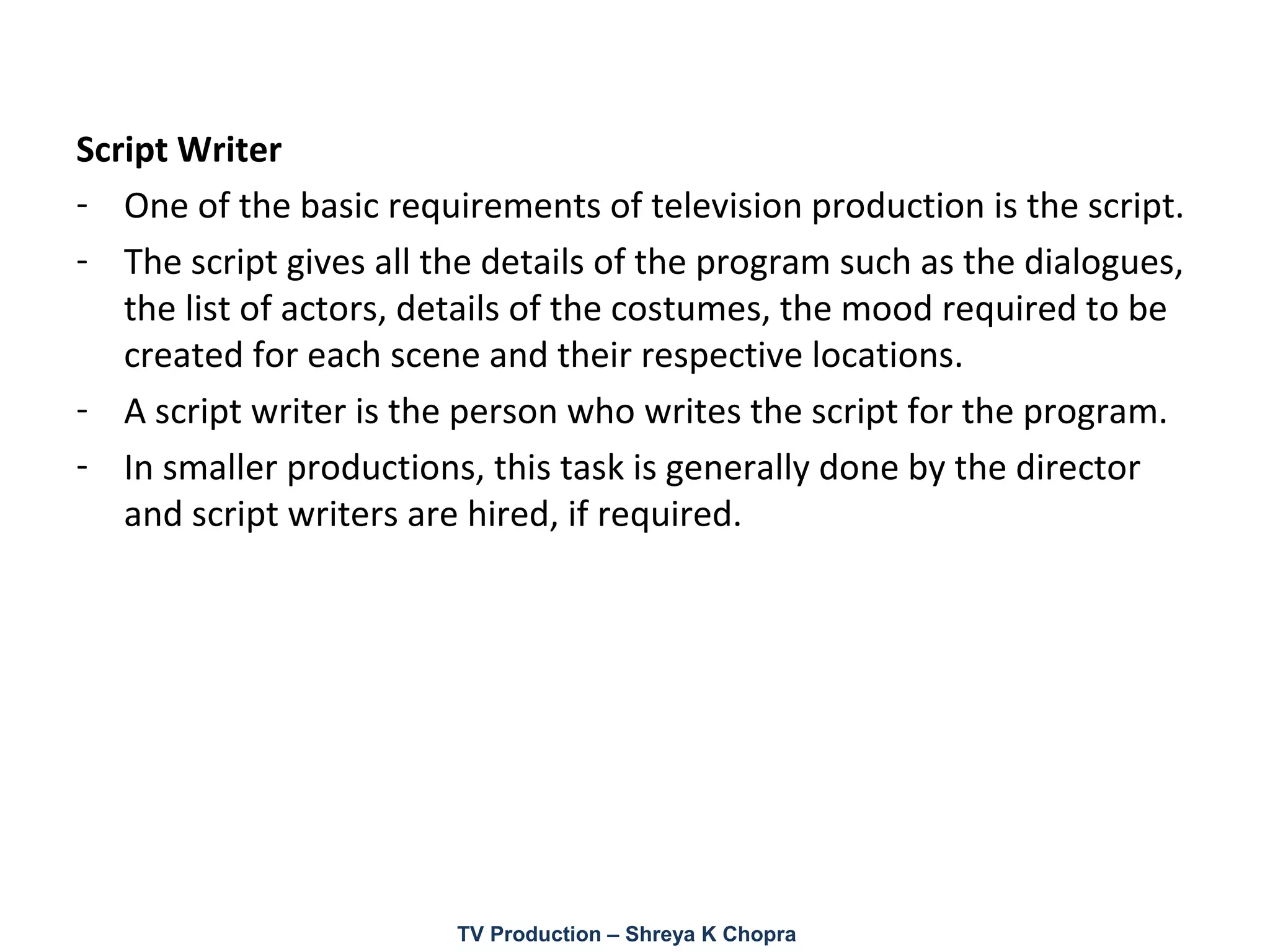 Television production Process - An insight to TV Industry | PPT
