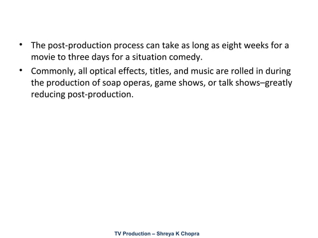Television production Process - An insight to TV Industry | PPT