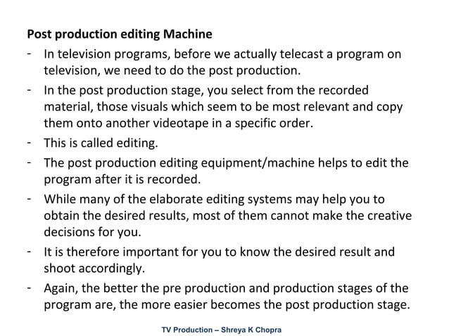 Television production Process - An insight to TV Industry | PPT