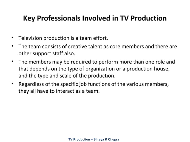 Television production Process - An insight to TV Industry | PPT