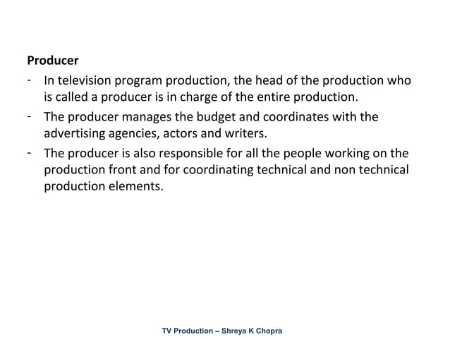 Television production Process - An insight to TV Industry | PPT