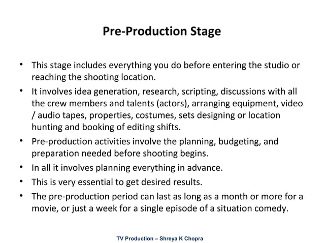 Television production Process - An insight to TV Industry | PPT