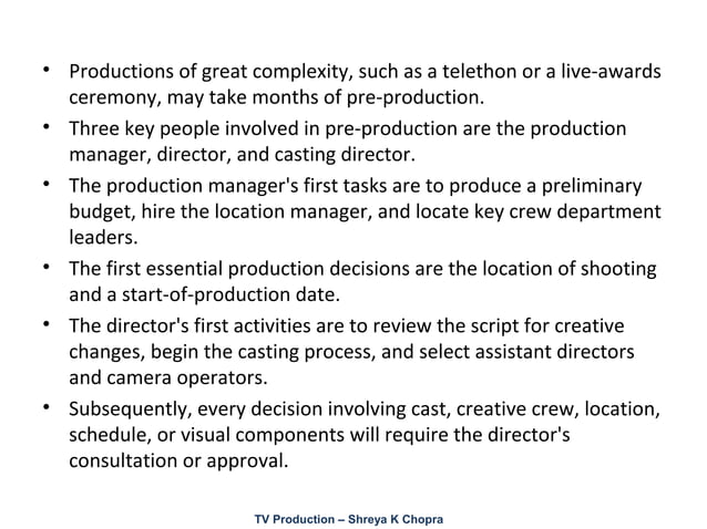 Television production Process - An insight to TV Industry | PPT