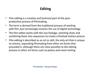 Television production Process - An insight to TV Industry | PPT