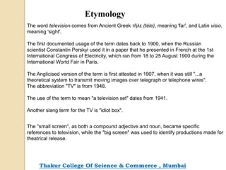 Introduction to Televison | PPTX