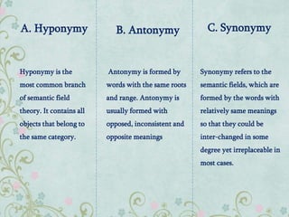 semantic field in fairy tales | PPT