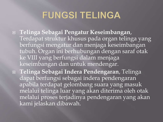 Alat Indra Telinga dan Bagian-bagiannya. | PPTX