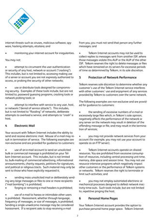 Telkom Internet Acceptable Use Policy AUP | PDF