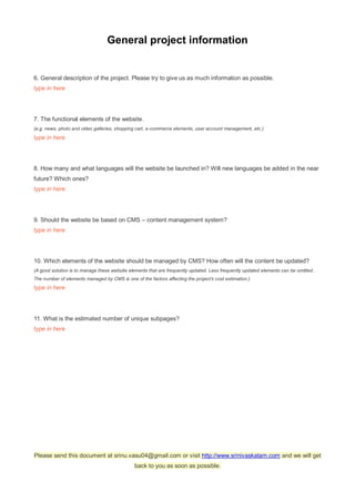 Tell us about your project, Project information | PDF | Web Development ...