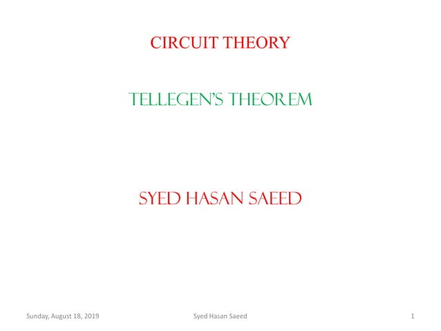 Tellegen's theorem | PDF | Physics | Science