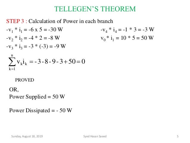 Tellegen's theorem