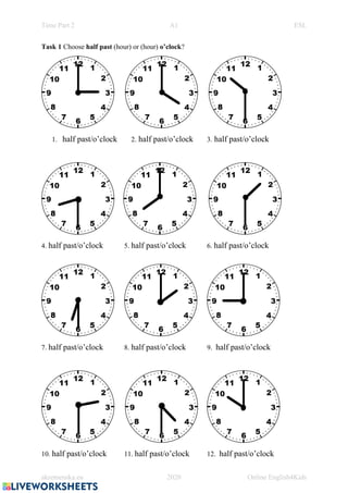 Telling time: o'clock & half past | PDF