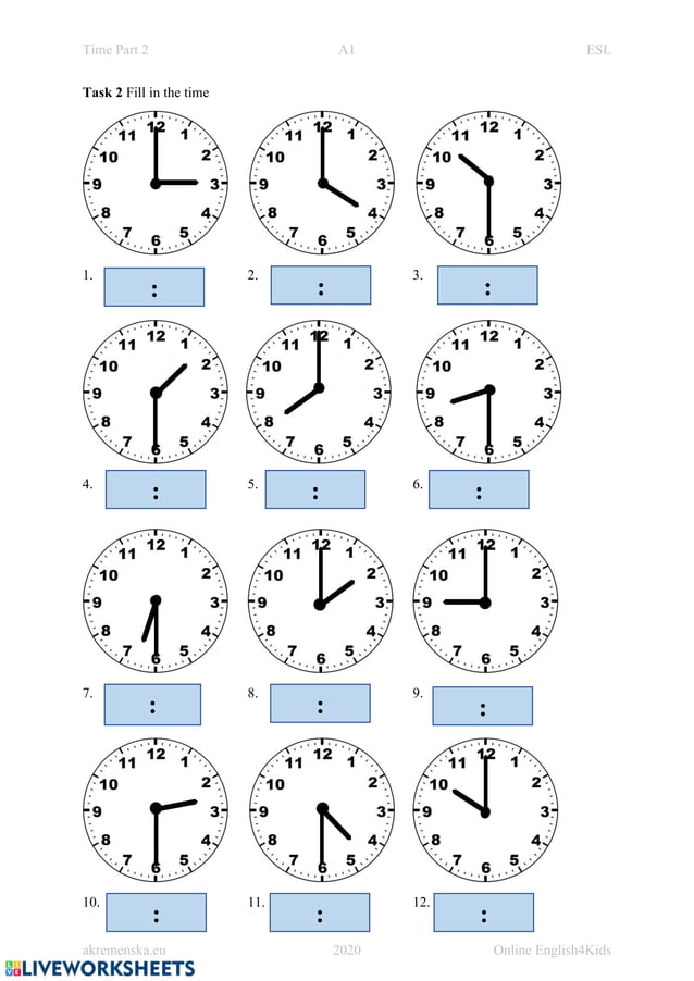 Telling time: o'clock & half past | PDF
