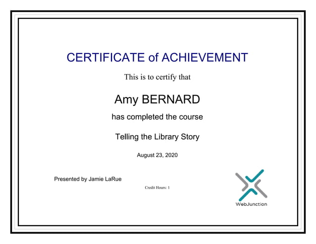 Telling the library story certificate of completion | PPT