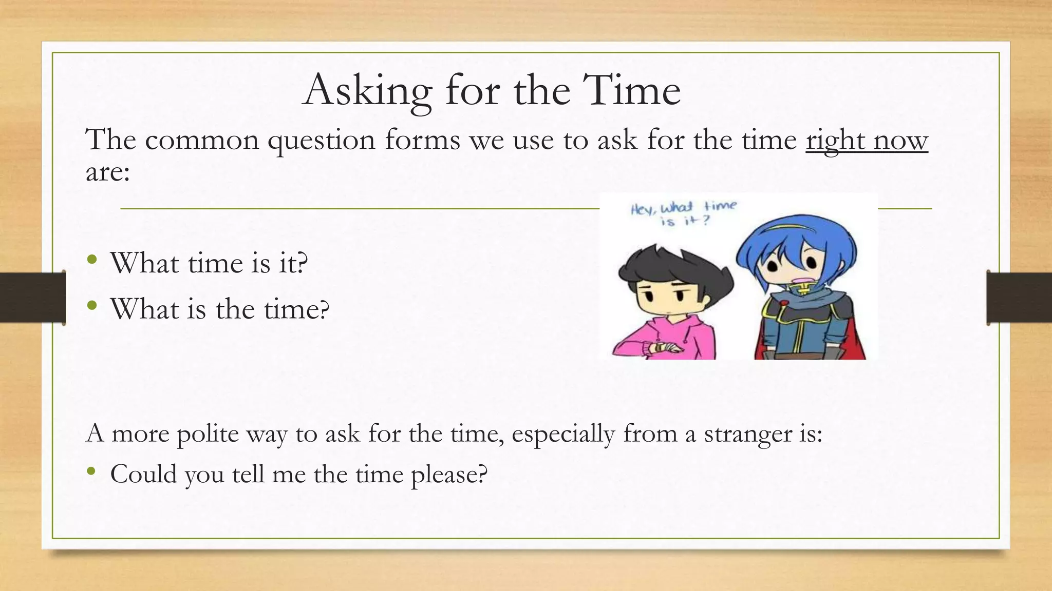 Telling the time | PPTX