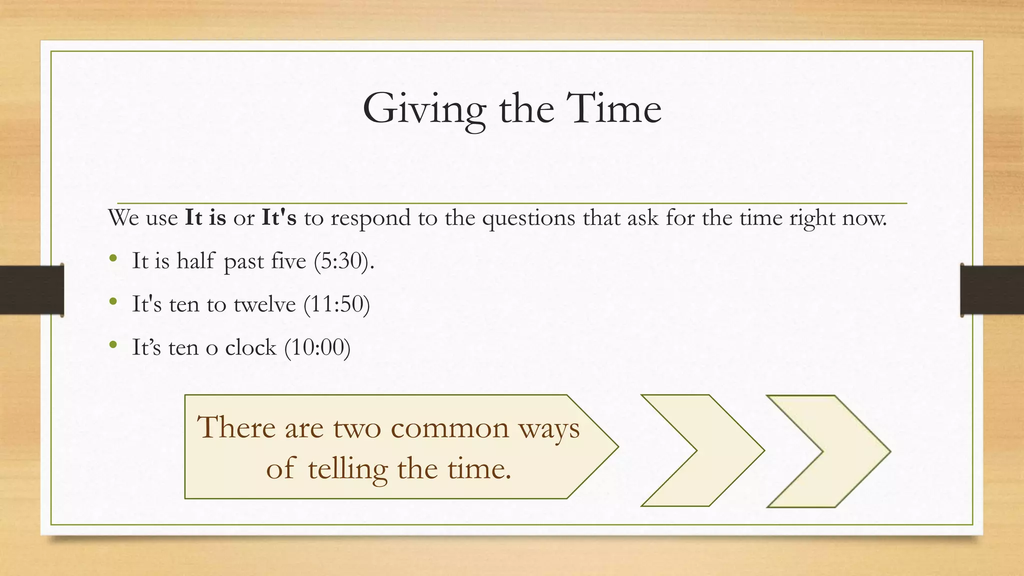 Telling the time | PPTX