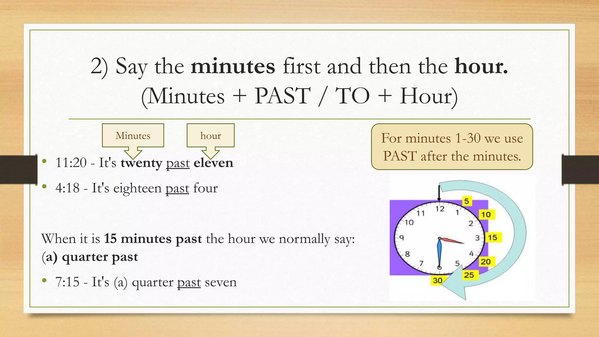 Telling the time | PPTX