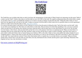 Telling The Truth Analysis | PDF