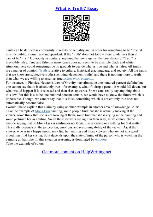 Telling The Truth Essay | PDF