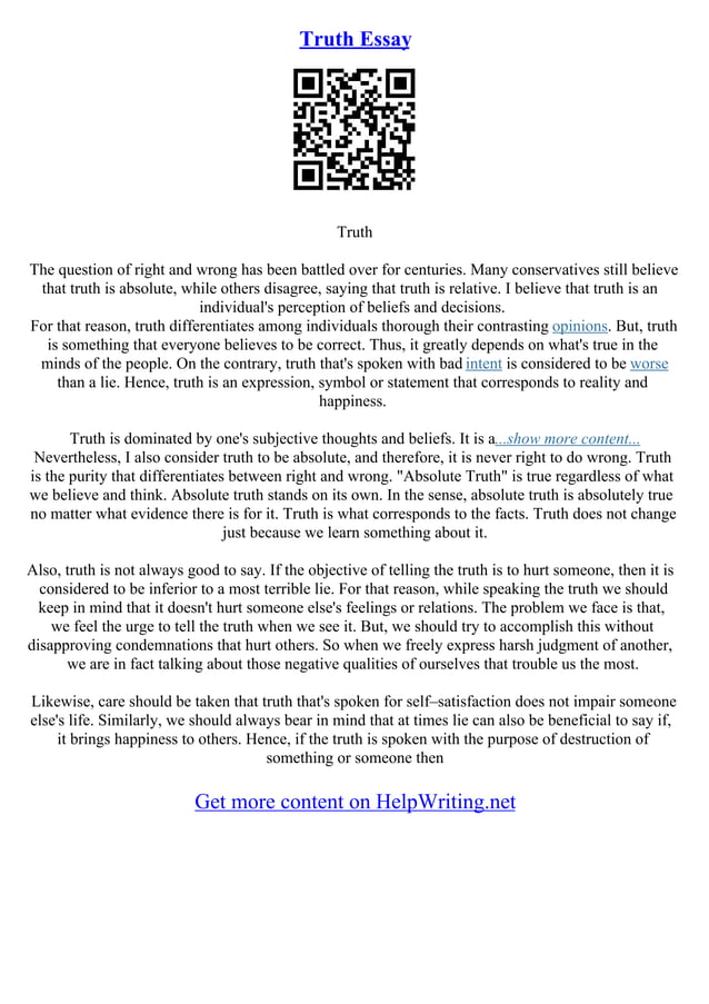 Telling The Truth Essay | PDF