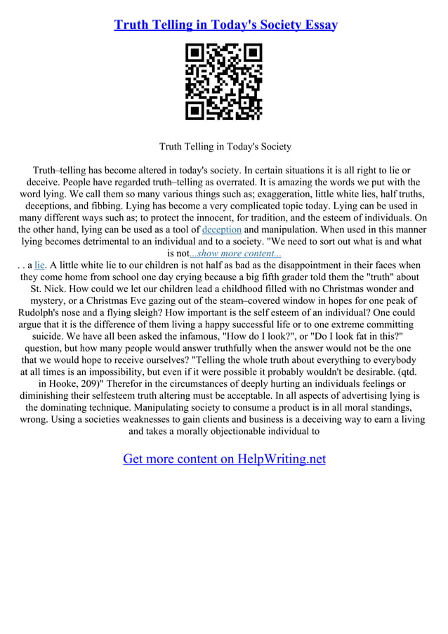 Telling The Truth Essay | PDF