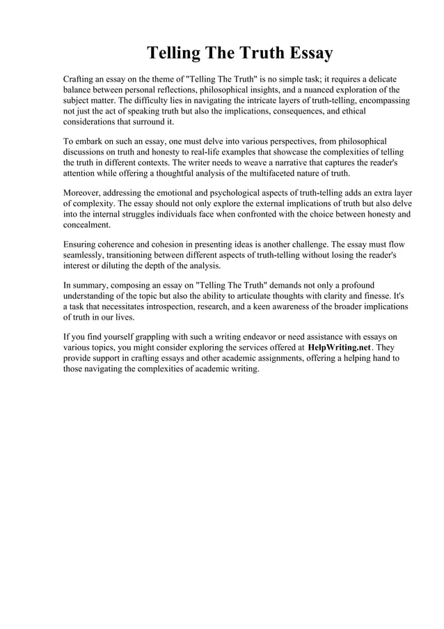 Telling The Truth Essay | PDF