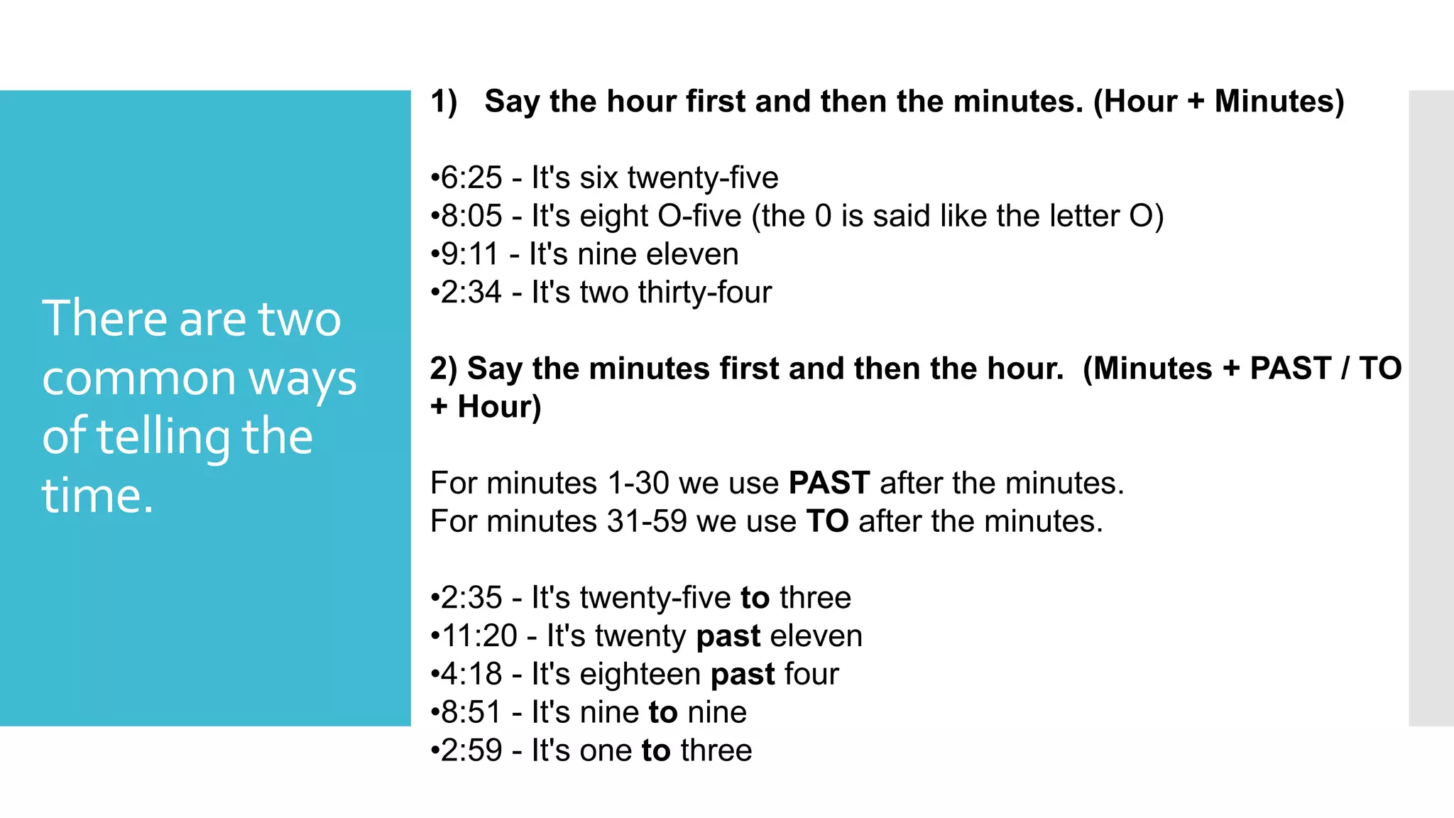 Telling time in english | PPTX