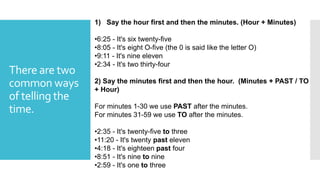 Telling time in English | PPTX