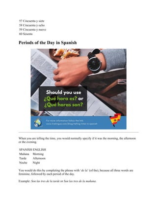 Telling Time In Spanish | PDF