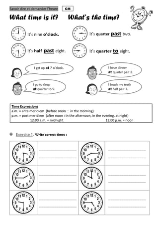 Telling+time+lesson+and+exercises | PDF