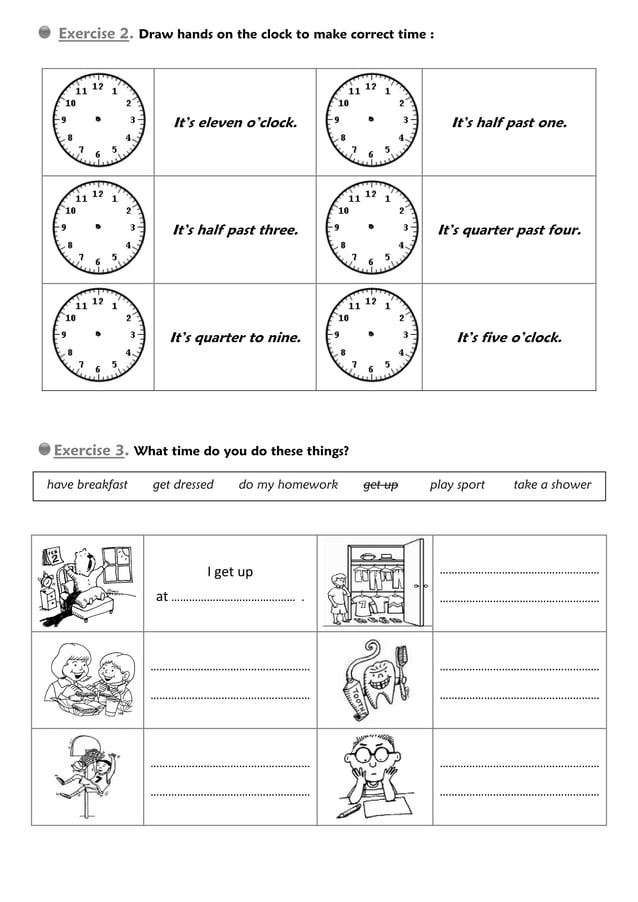 Telling+time+lesson+and+exercises | PDF