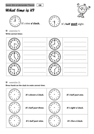 Telling+time+lesson+and+exercises | PDF
